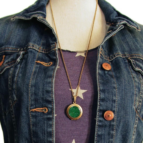 Dearest Mine | Jewelry | Wicked Emerald Green Glitter Locket Necklace ...